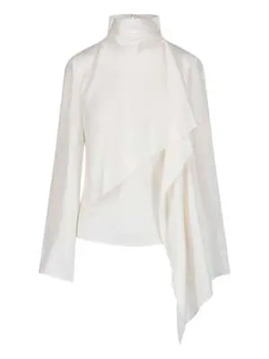 RÓHE Silk Draped High-neck Top