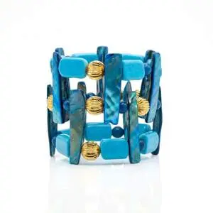 JAREDJAMIN Nerida Shell And Chalk Turquoise Statement Cuff Bracelet - Blue