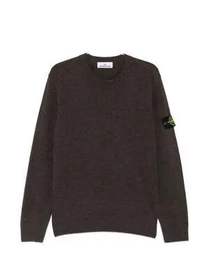Stone Island STONE ISLAND Ribbed Knit Sweater With Badge Detail Marrone