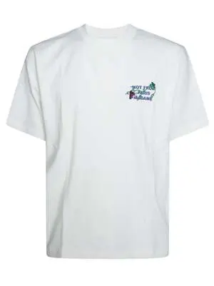 Drole De Monsieur Cotton T-shirt With Script Print - Bianco