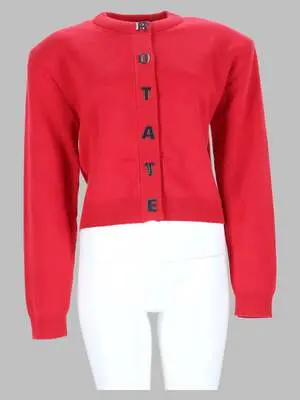 ROTATE BY BIRGER CHRISTENSEN Cropped Button-front Knit Cardigan - Red