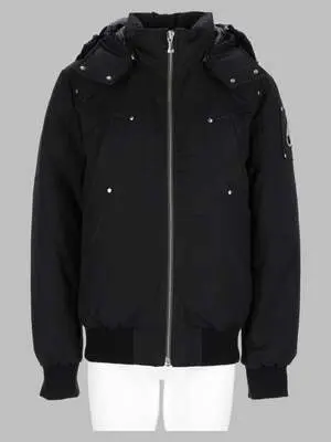 Moose Knuckles Hooded Puffer Bomber Jacket - Black