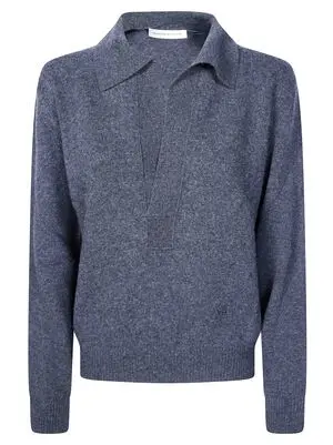 Victoria Beckham Merino Wool And Cashmere Polo Jumper - Grigio