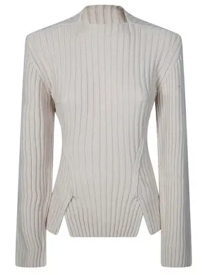 Victoria Beckham Ribbed Merino-cashmere Jumper For - Beige