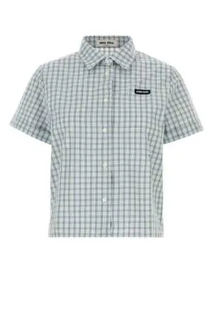 Miu Miu Embroidered Poplin Shirt - Checked