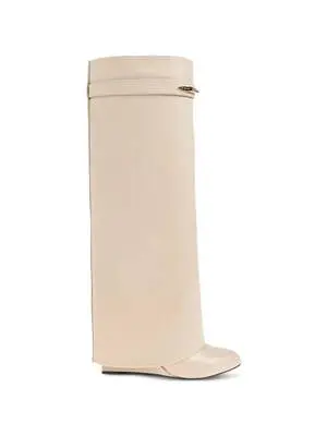 Givenchy Pointed-toe Leather Wedge Boots - Beige