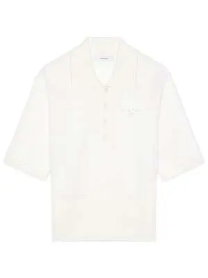 Givenchy Cotton Silk Tonal Signature Embroidered Polo Shirt