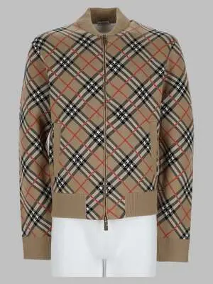 Burberry Zip-up Argyle Knit Jacket