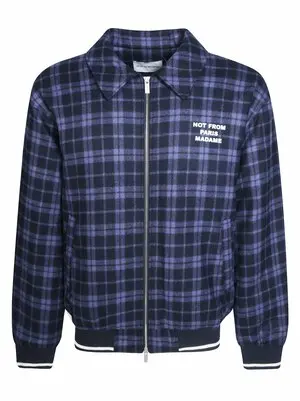 Drole De Monsieur Flannel Jacket With Script Detail