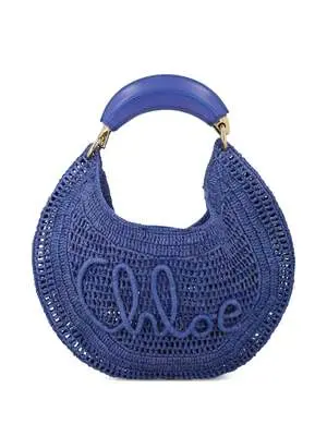 Chloé Mini Raffia Tote Bag With Banana-shaped Handle, 21.5 Cm