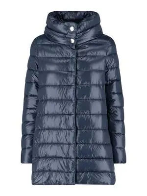 Herno Tailored Trench-style Puffer Coat Amelia - Blue