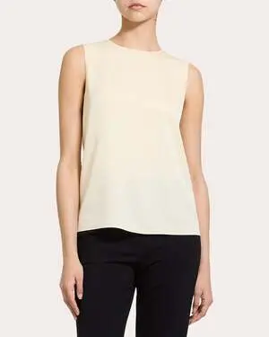 Theory Silk Georgette Straight Shell Top - Yellow