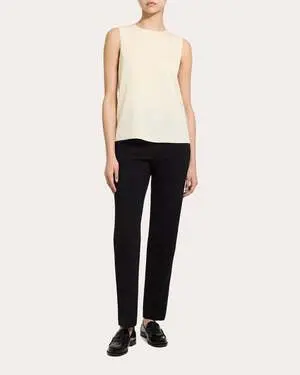 Theory Silk Georgette Straight Shell Top - Yellow