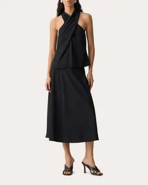 Theory Twill Twisted Halter Top
