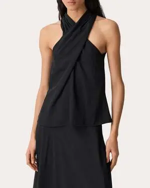 Theory Twill Twisted Halter Top