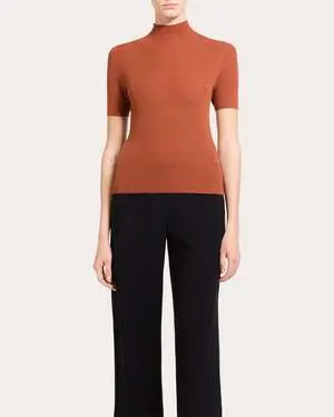 Theory Leenda Ribbed Wool Mock Neck Top