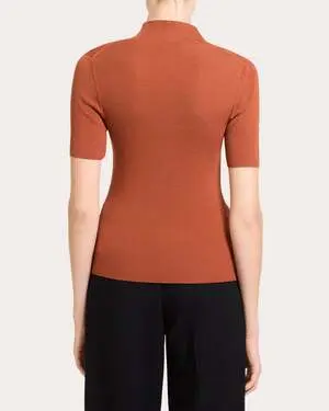 Theory Leenda Ribbed Wool Mock Neck Top