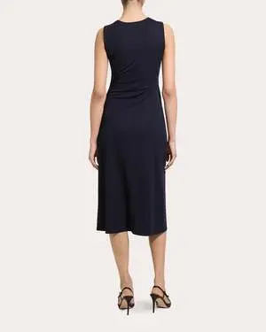 Theory Draped Tuck Sleeveless Midi Dress