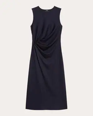 Theory Draped Tuck Sleeveless Midi Dress