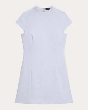 Theory Seamed Crepe A-line Mini Dress