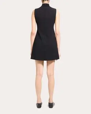 Theory Crepe Mock Neck A-line Mini Dress