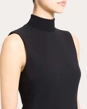 Theory Crepe Mock Neck A-line Mini Dress