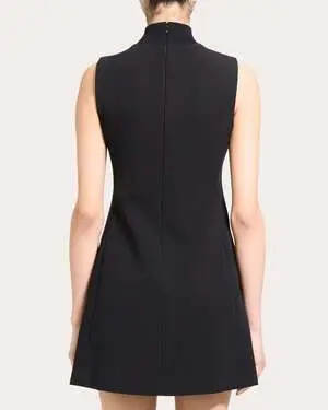 Theory Crepe Mock Neck A-line Mini Dress