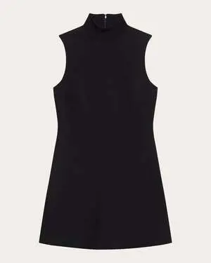 Theory Crepe Mock Neck A-line Mini Dress