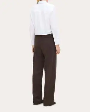 Theory Good Poplin Cropped Tab Shirt