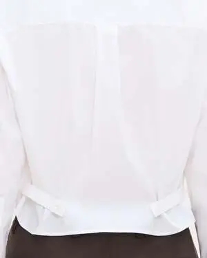 Theory Good Poplin Cropped Tab Shirt