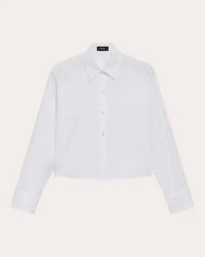 Theory Good Poplin Cropped Tab Shirt