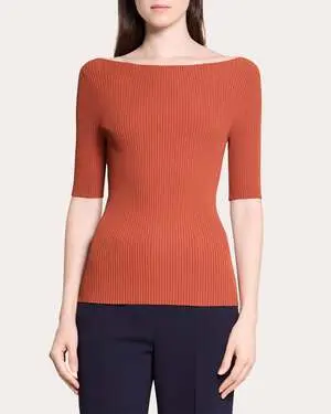 Theory Rib Knit Boatneck Top