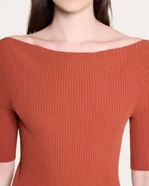 Theory Rib Knit Boatneck Top