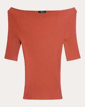 Theory Rib Knit Boatneck Top