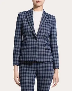 Theory Plaid Slim Single-breasted Blazer