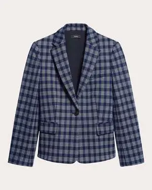 Theory Plaid Slim Single-breasted Blazer