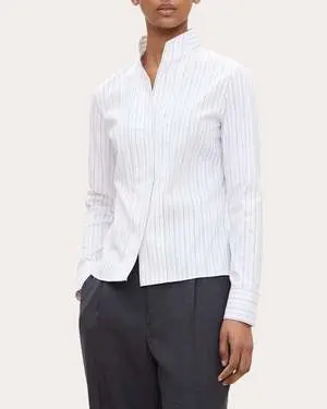 Theory Stripe Poplin Slim Tailored Shirt - Black