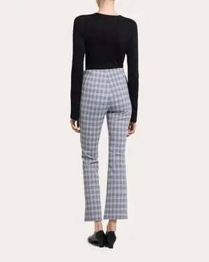 Theory Plaid High-rise Cropped Kick Pants - Grey