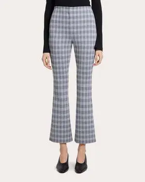 Theory Plaid High-rise Cropped Kick Pants - Grey