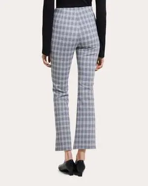 Theory Plaid High-rise Cropped Kick Pants - Grey