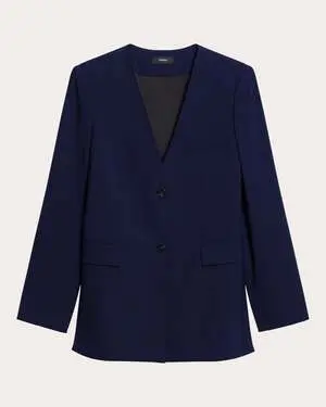 Theory Good Wool Collarless Blazer
