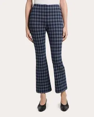 Theory Plaid High-rise Cropped Kick Trousers - Blue