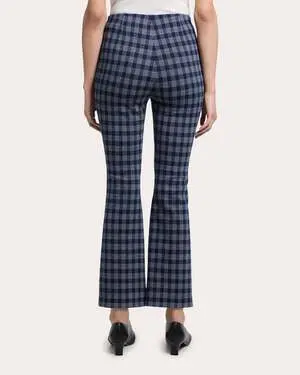 Theory Plaid High-rise Cropped Kick Trousers - Blue