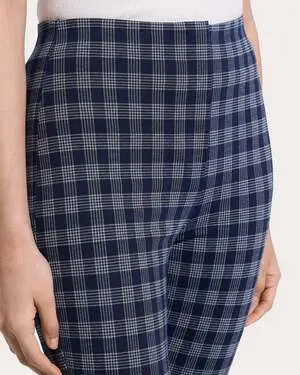 Theory Plaid High-rise Cropped Kick Trousers - Blue