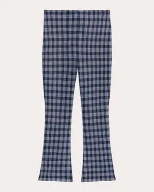Theory Plaid High-rise Cropped Kick Trousers - Blue