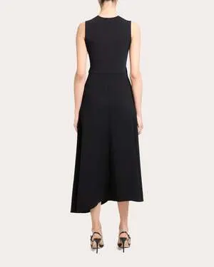 Theory Knit Crepe Combo Asymmetric Midi Dress
