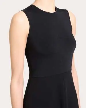 Theory Knit Crepe Combo Asymmetric Midi Dress