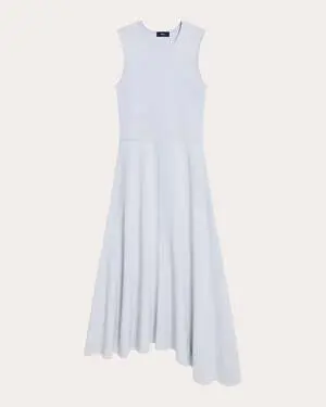 Theory Knit Crepe Combo Asymmetric Midi Dress