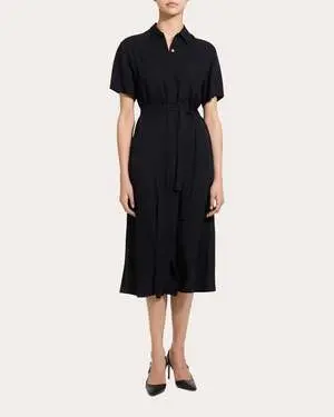 Theory Twill Belted A-line Shirt Dress