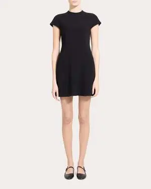 Theory Seamed Crepe A-line Mini Dress